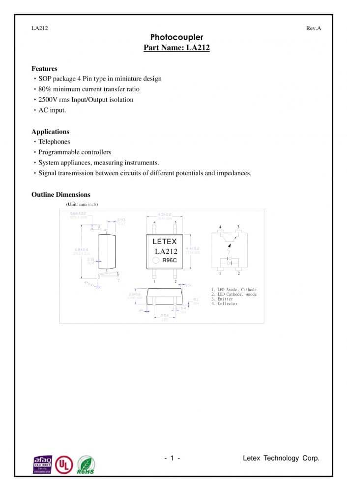 LA212 datasheet page 1