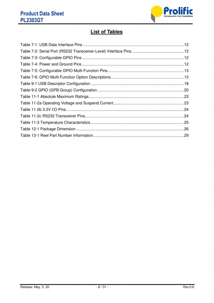 PL2303GT datasheet page 8