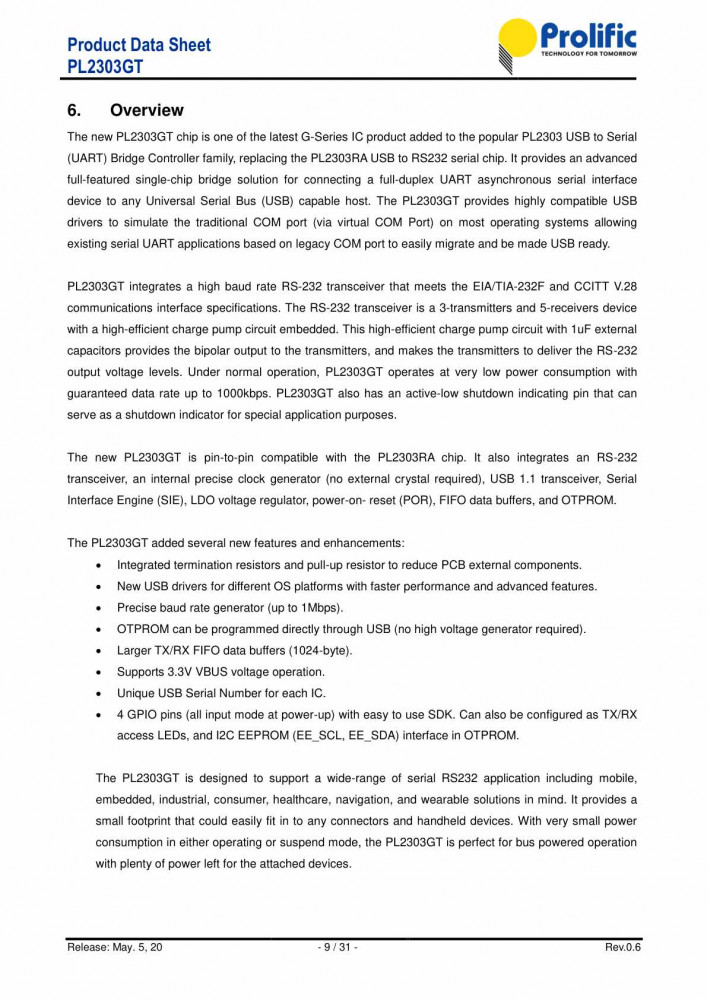 PL2303GT datasheet page 9