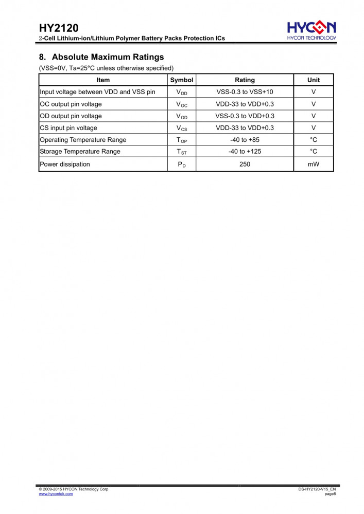 HY2120 datasheet page 8