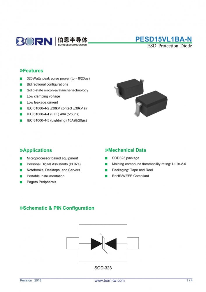PESD15VL1BA-N datasheet page 1