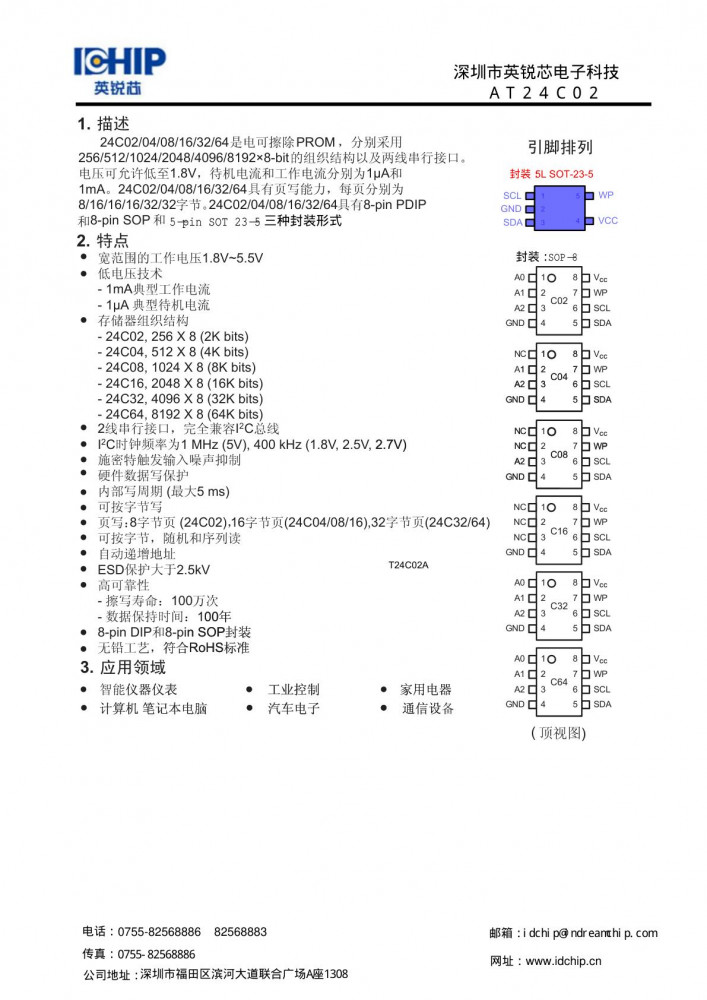 AT24C02 datasheet page 1