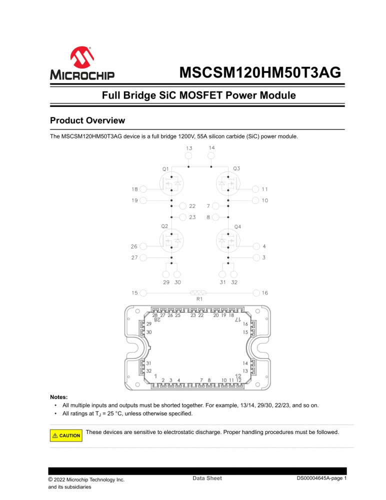 MSCSM120HM50T3AG technical document page 1