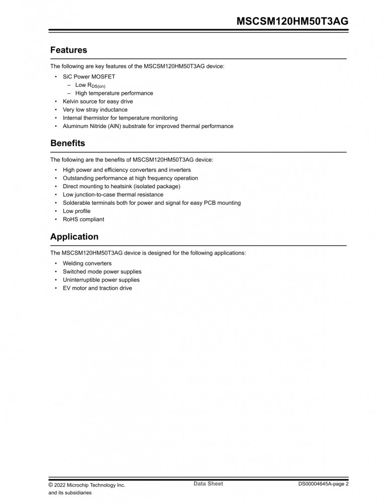 MSCSM120HM50T3AG technical document page 2