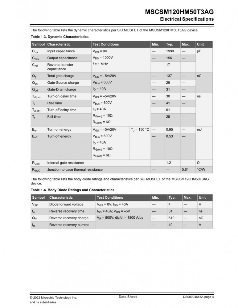 MSCSM120HM50T3AG technical document page 4