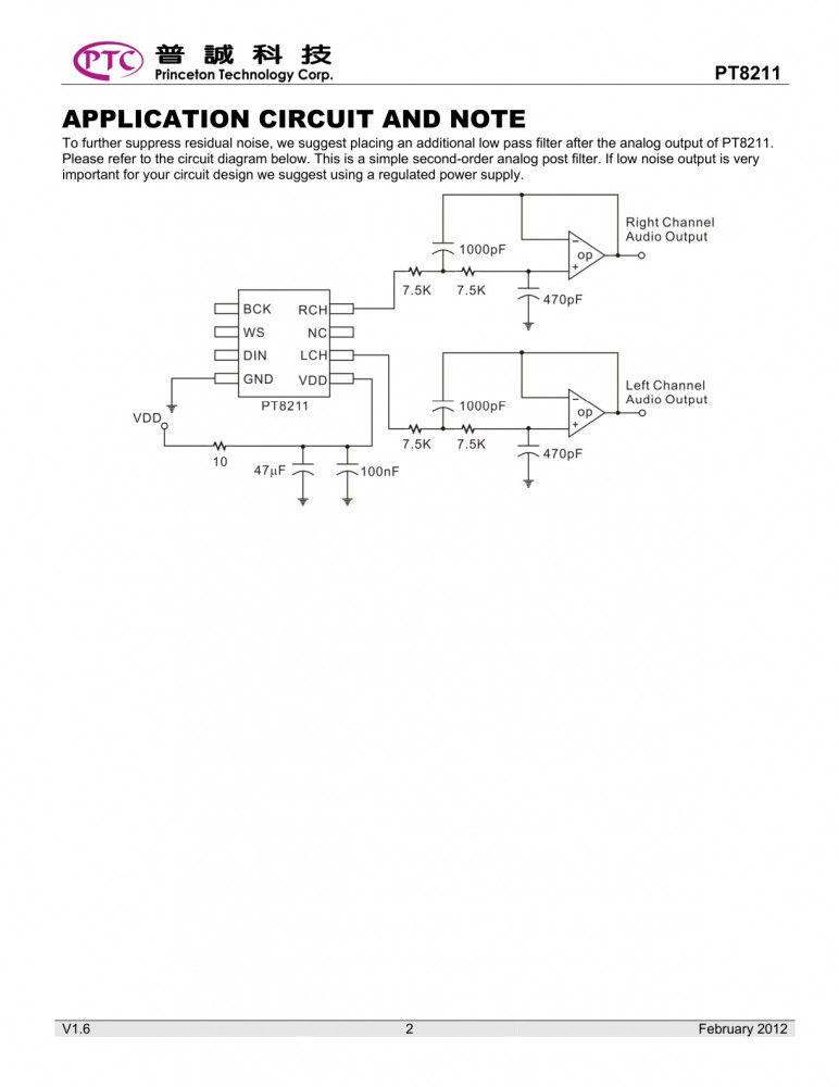 PT8211 datasheet page 2