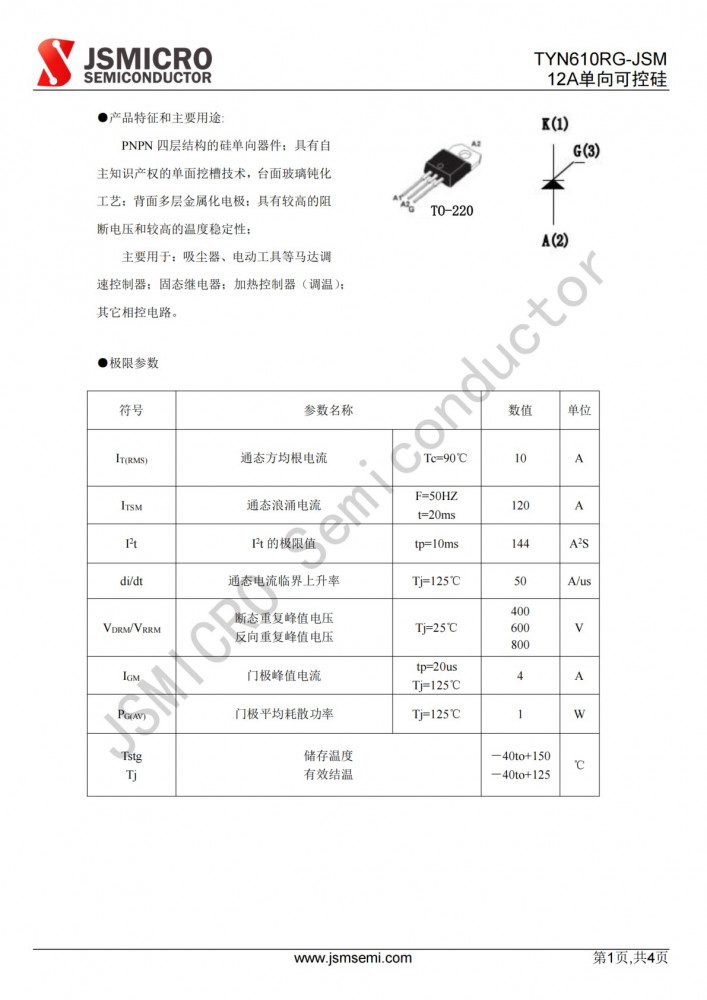 TYN610RG-JSM datasheet page 1