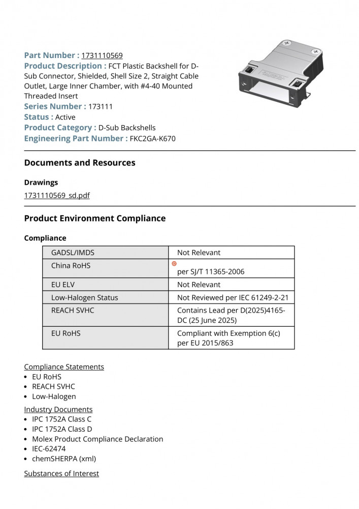 MOLEX 1731110569 drawing, page 1