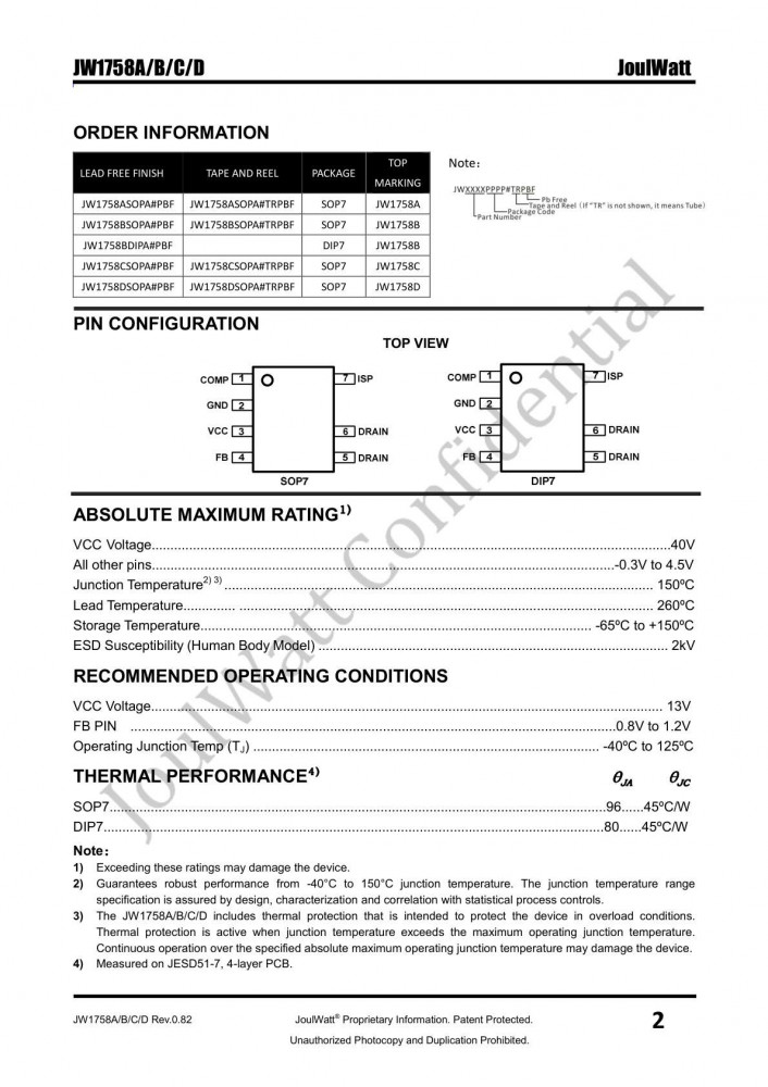 JW1758B datasheet page 2