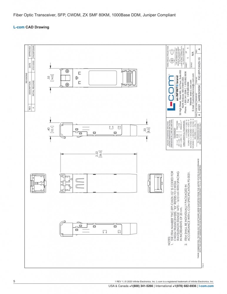 FXC-SFP-C53ZX-1G-JUN datasheet page 5