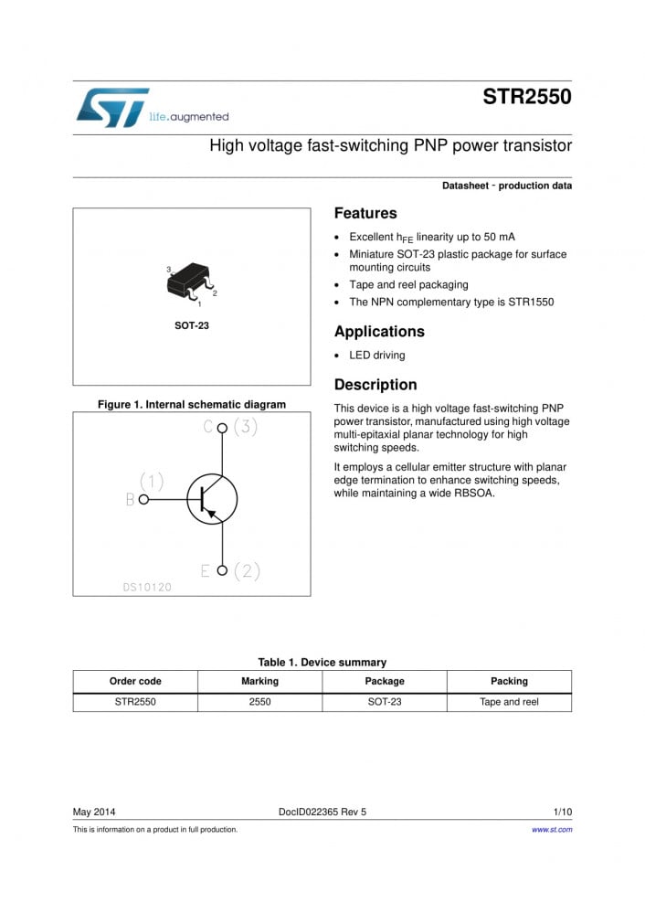 STR2550 datasheet page 1