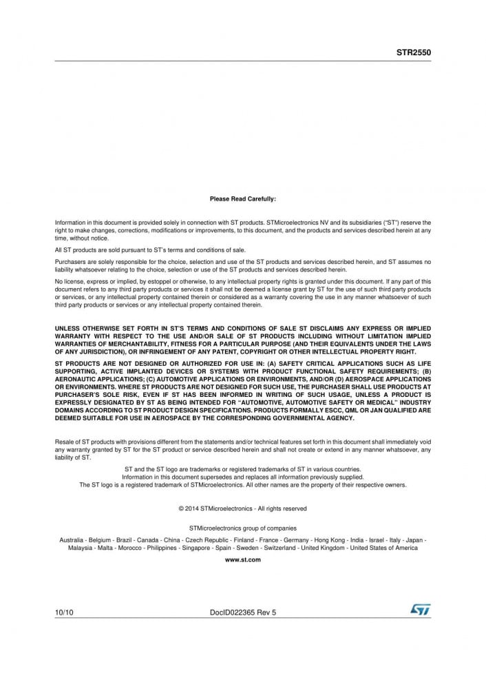 STR2550 datasheet page 10