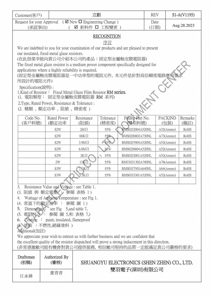 RMS02J2001A520NL approval specification page 2