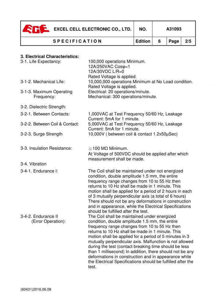 ECE ETR relay datasheet page 2