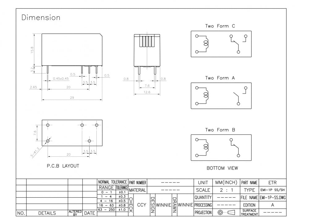 ECE ETR relay part numbering page
