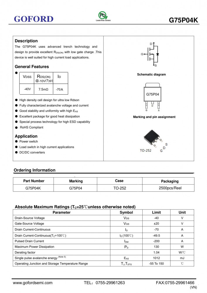 G75P04K technical document page 1