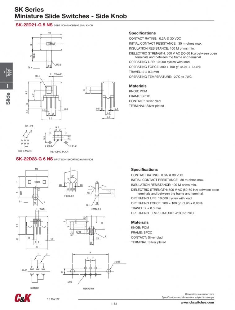 C&K SK series datasheet page 10