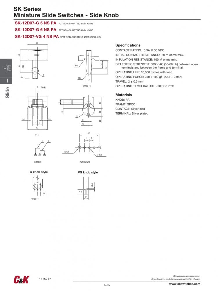 C&K SK series datasheet page 4