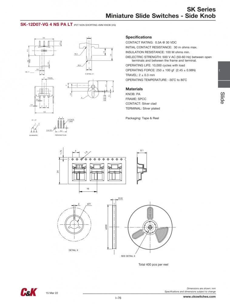 C&K SK series datasheet page 5