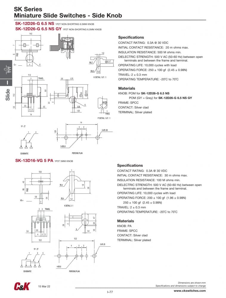 C&K SK series datasheet page 6