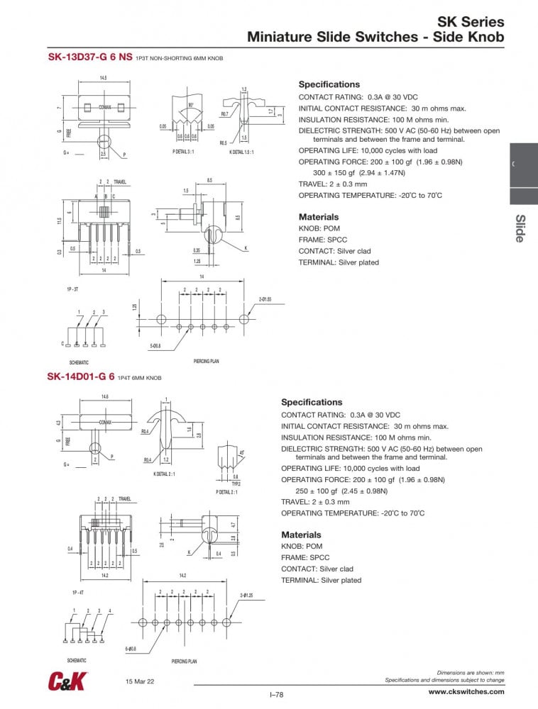C&K SK series datasheet page 7