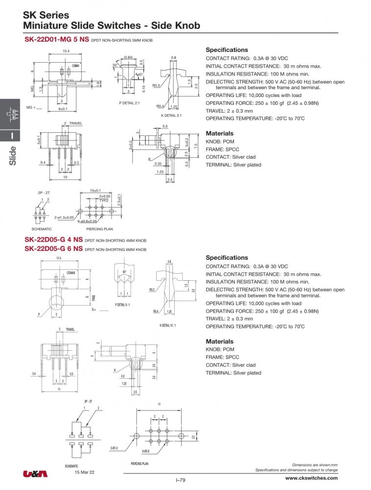 C&K SK series datasheet page 8