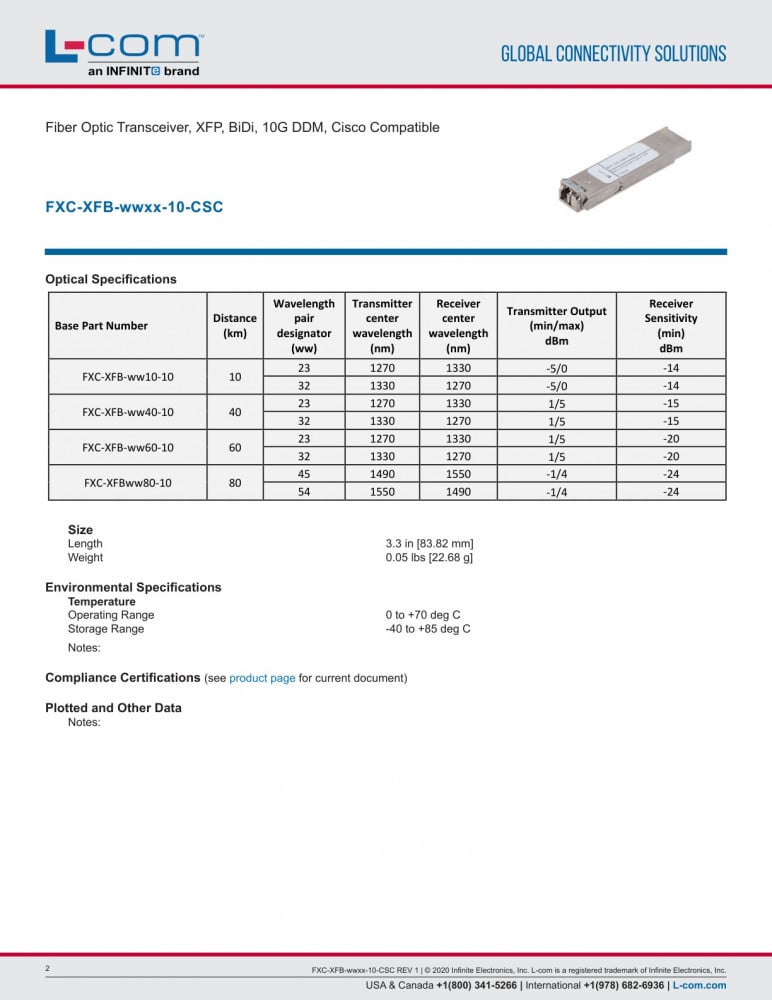 FXC-XFB-4580-10-CSC datasheet page 2