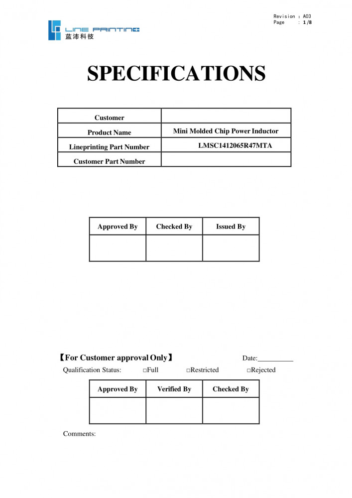 Linepri LMSC1412065R47MTA datasheet page 1