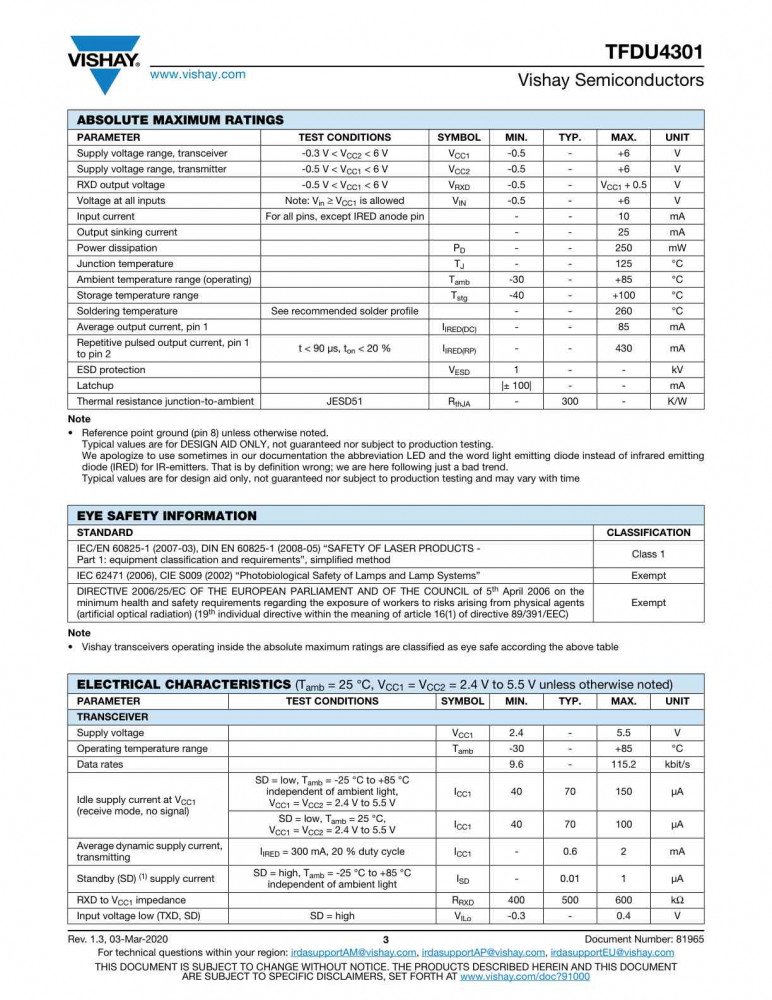 TFDU4301 document page 3