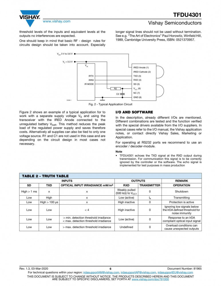TFDU4301 document page 6