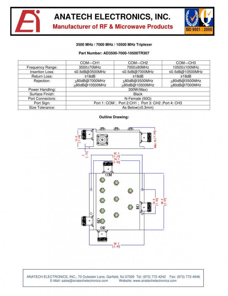 AD3500-7000-10500TR307 outline drawing and technical document preview