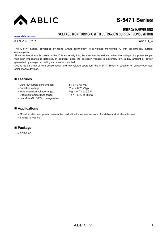 ABLIC S-5471 datasheet page 1