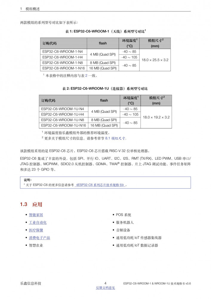 ESP32-C6-WROOM-1-N8 datasheet page 4