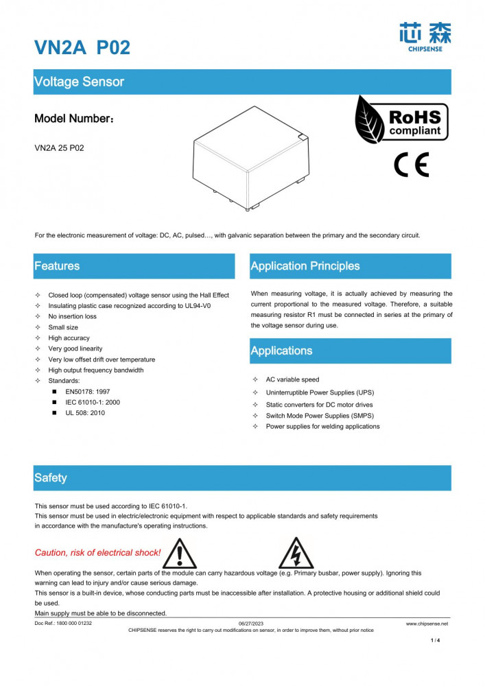 VN2A 25 P02 datasheet page 1