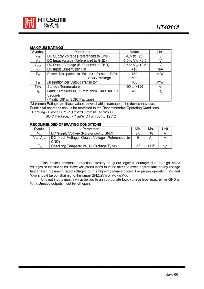 HT4011ARZ datasheet page 2
