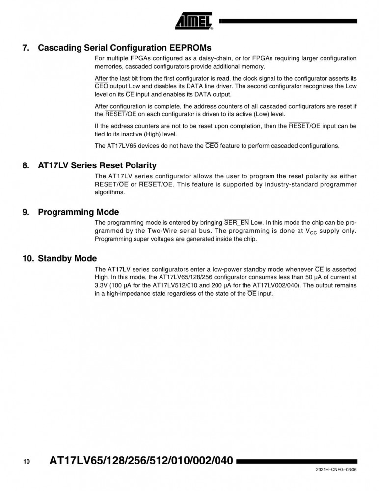 AT17LV series document page 10
