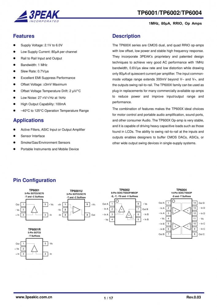TP6004-TR datasheet page 1