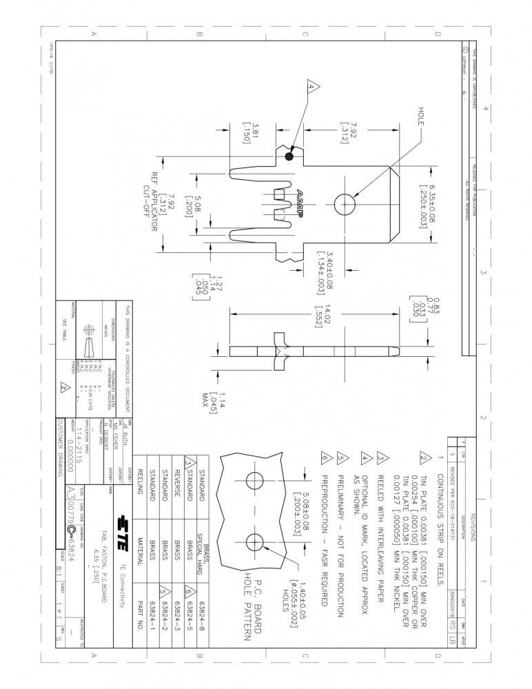 TE Connectivity 63824-1 technical document preview