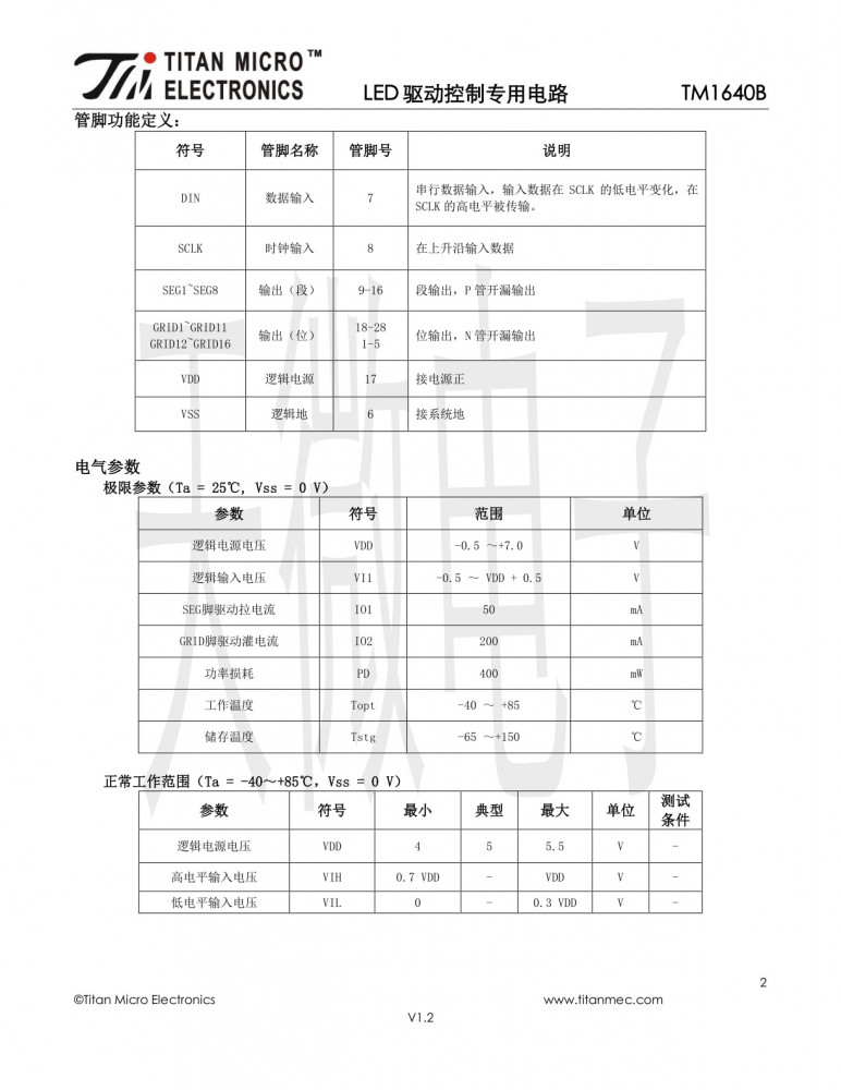 TM1640B datasheet page 2