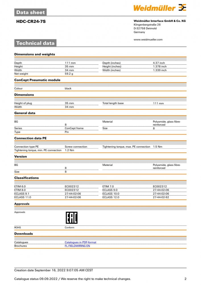 WEIDMULLER 1682240000 technical document page 2
