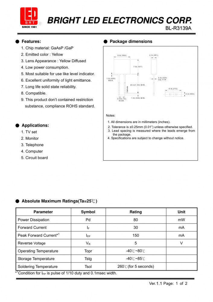 BL-R3139A datasheet image, page 1