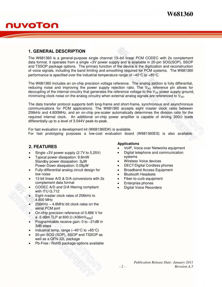 W681360 datasheet page 2