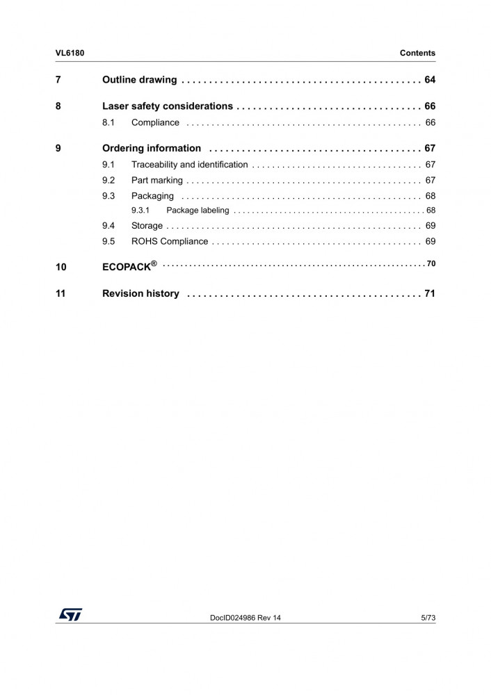 VL6180 datasheet page 5