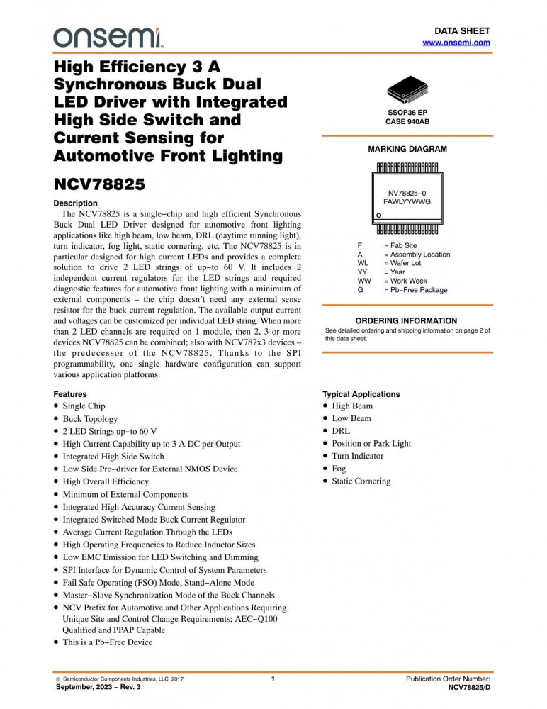 NCV78825 datasheet page 1