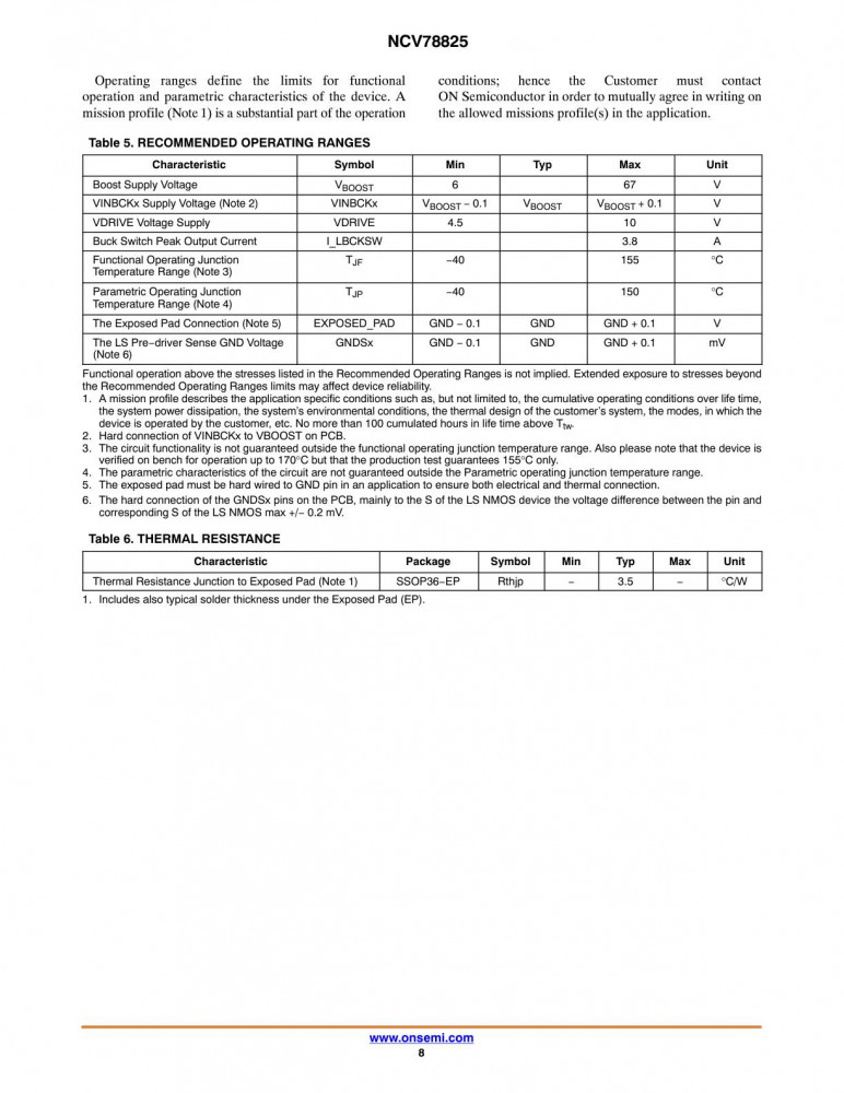 NCV78825 datasheet page 8
