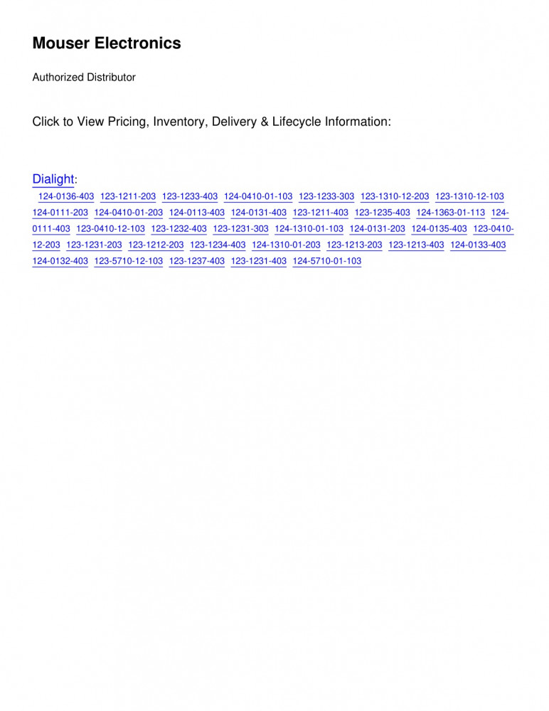 Dialight 124 Series part number table