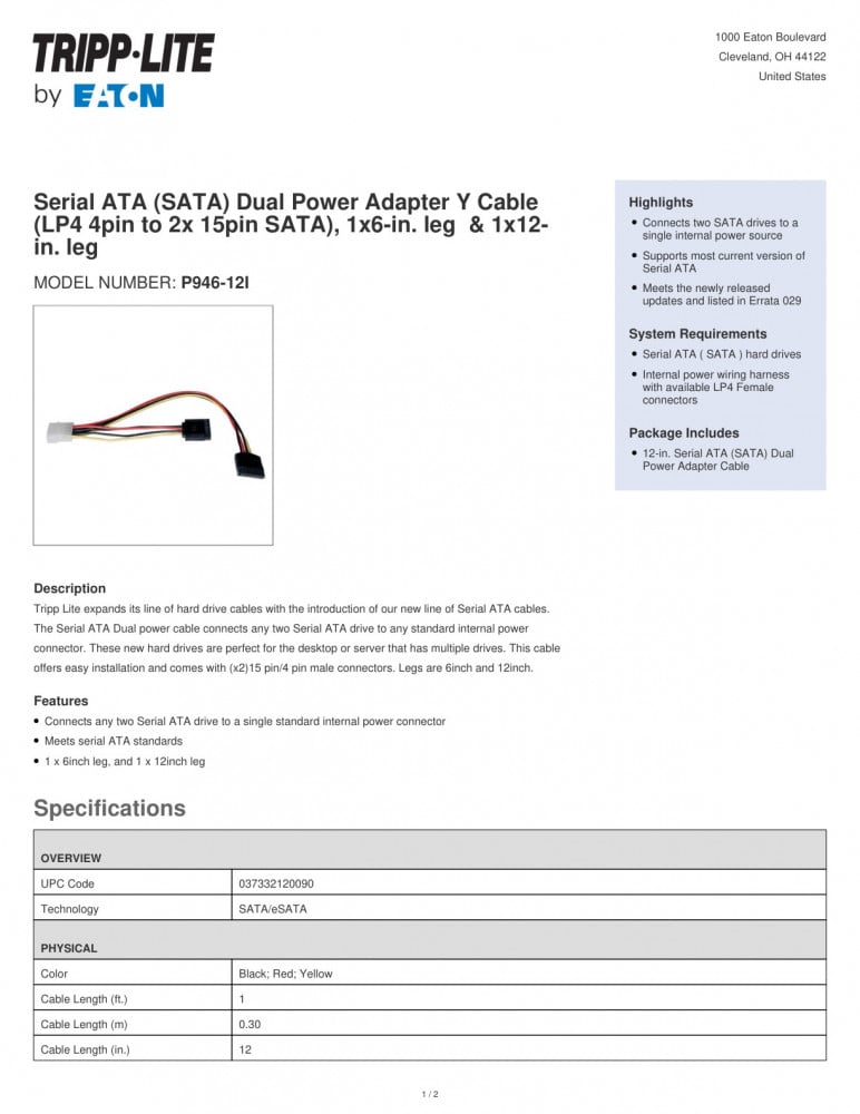 P946-12I technical document page 1