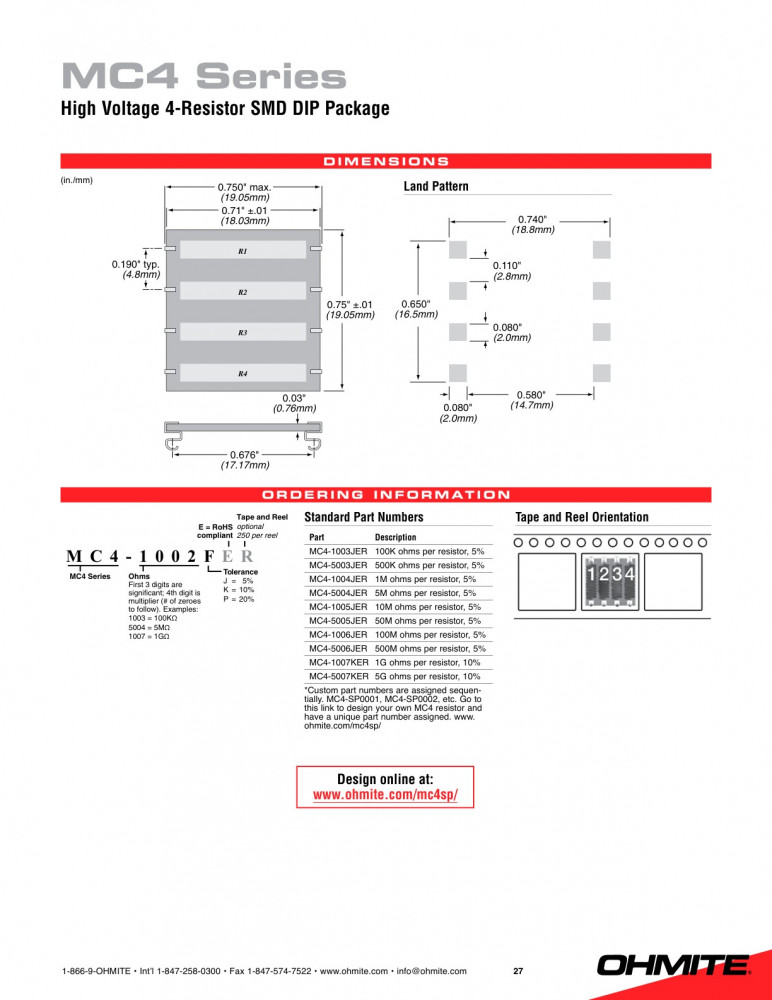 Ohmite MC4 series datasheet page 2