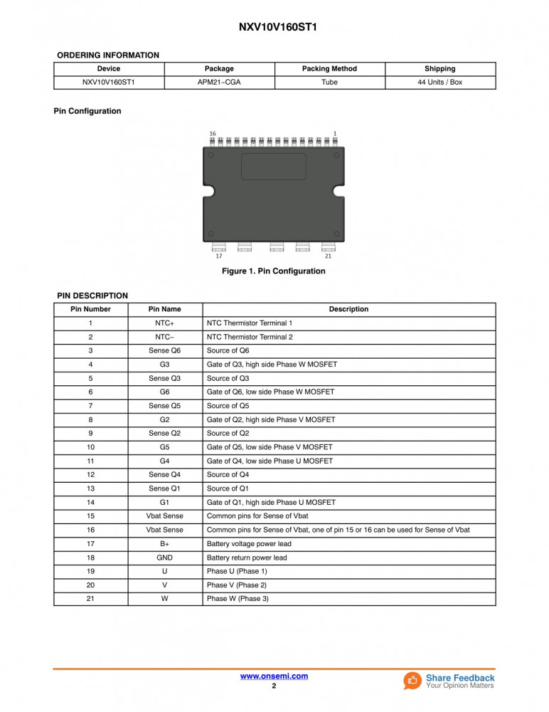 NXV10V160ST1 datasheet page 2