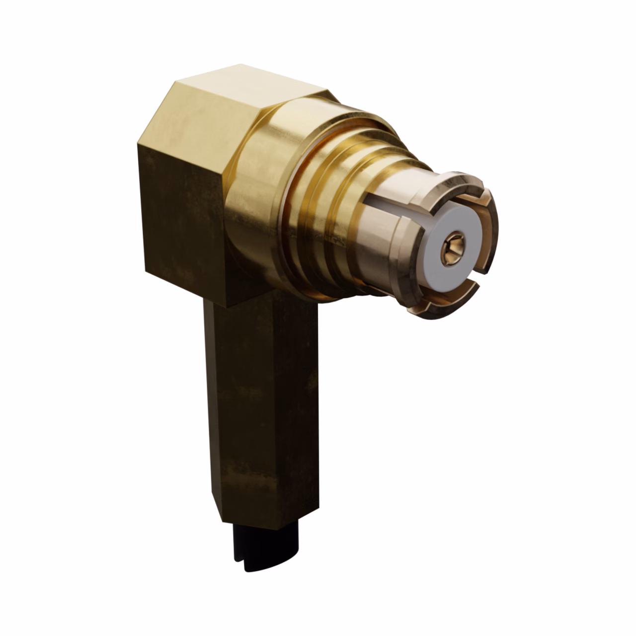 SMP Jack, Right-Angle, Crimp, Brass Body, Gold (Au) Plated, RG-178/RG-196 Cable, One Piece Per Bag, 50 Ohms for sale